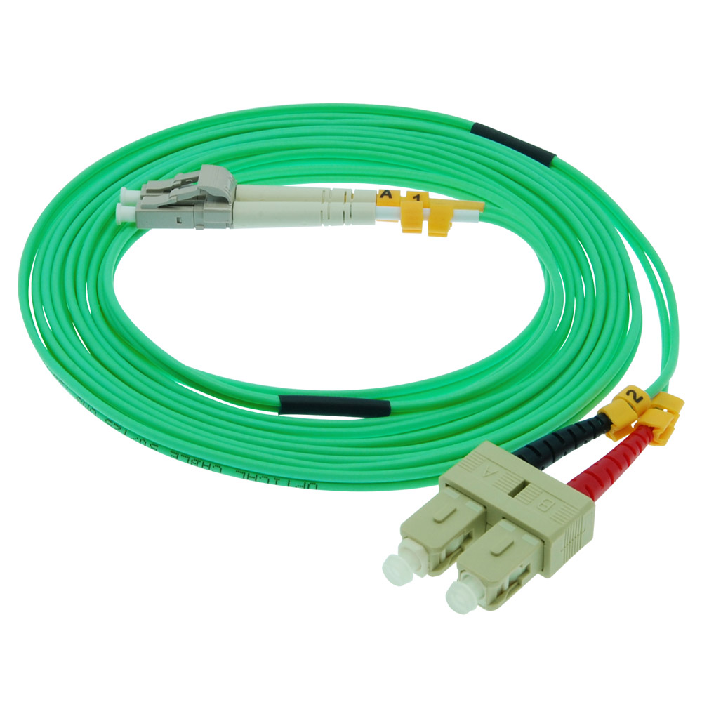 2m LC/UPC-SC/UPC OM3 Multimode Duplex OFNR 2.0mm Aqua Fiber Optic Patch Cable - Bestlink Netware